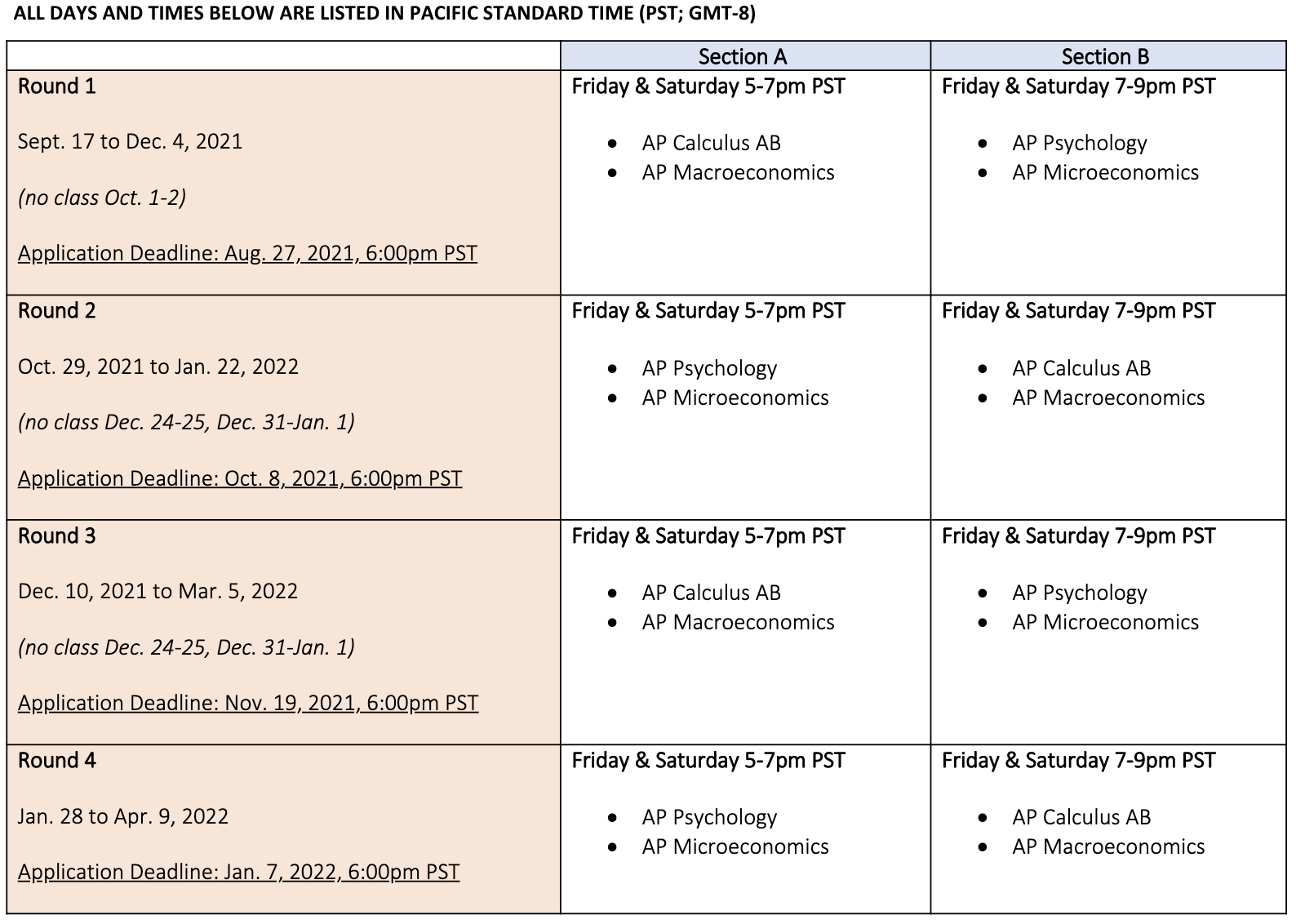 2021-2022 AP Fall Term - Xspace Learning